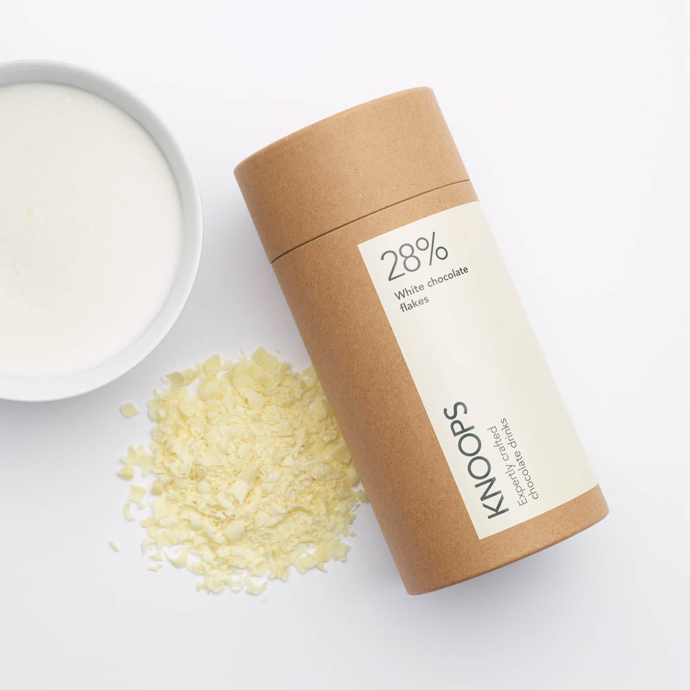 28% White Hot Chocolate Flakes - Knoops - Knoops UK